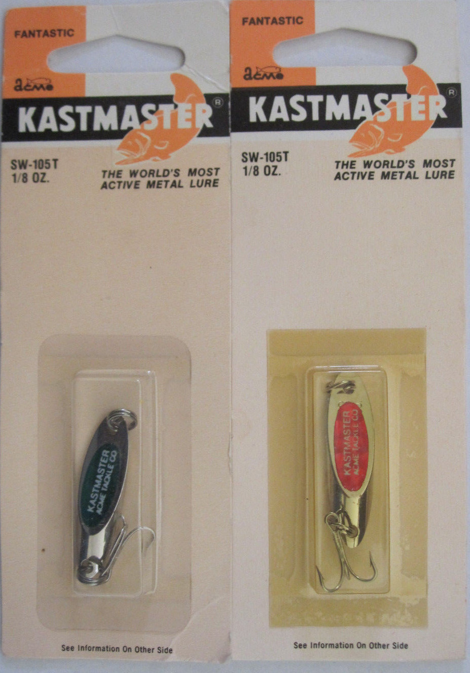 2 - Acme Kastmaster Casting Spoons - 1/8 oz. - Chrome/Green & Chrome ...