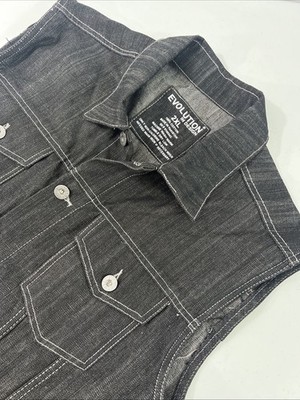 Evolution in Design Vest Mens 2XL Black Denim Biker Motorcycle ...