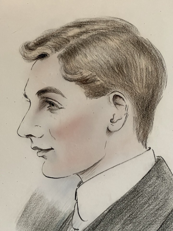 Antique Portrait Drawing Pastel On Paper Young Man | eBay UK