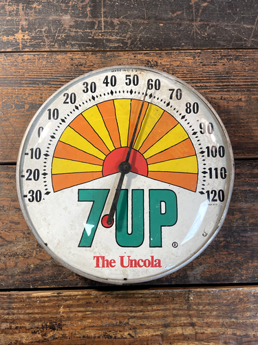 Original 1960s 7up Glass Sunburst Thermometer Advertising Sign - "The ...