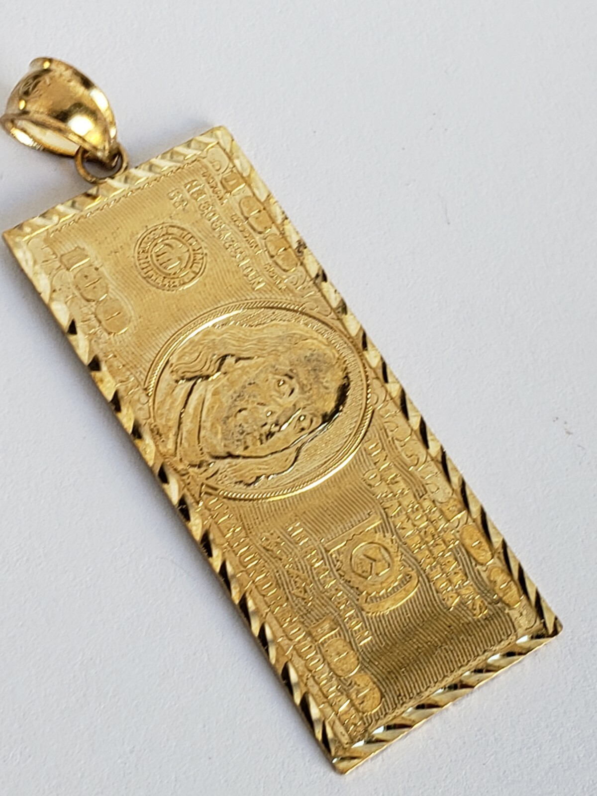 10k yellow gold $100 dollar bill money pendant charm 2 inch long | eBay