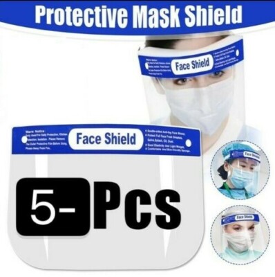 5Pack Full Face Shield Reusable Protection Cover Face Eye Cashier ...
