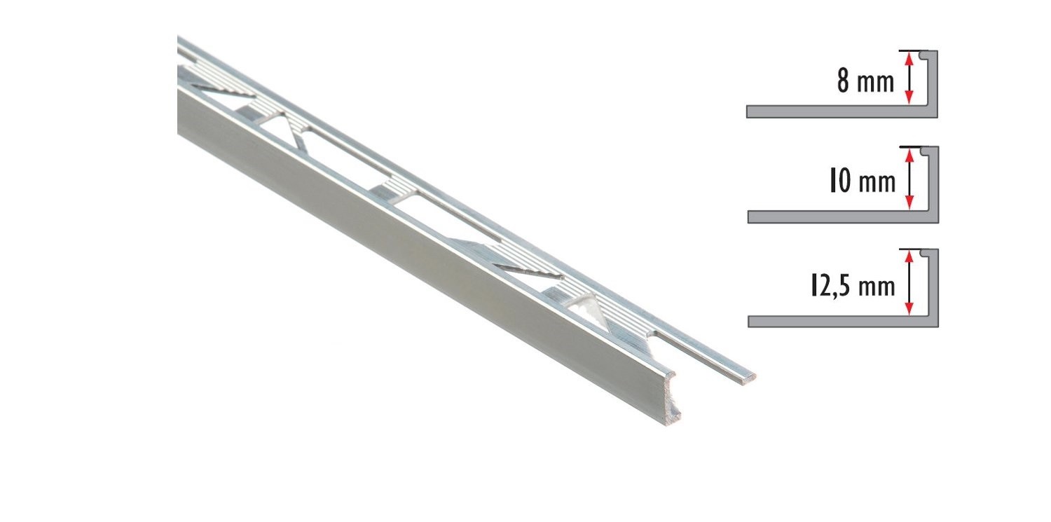 TILE TRIM - STRAIGHT EDGE L-SHAPE - 2.5M ALUMINIUM - VARIOUS COLORS AND ...