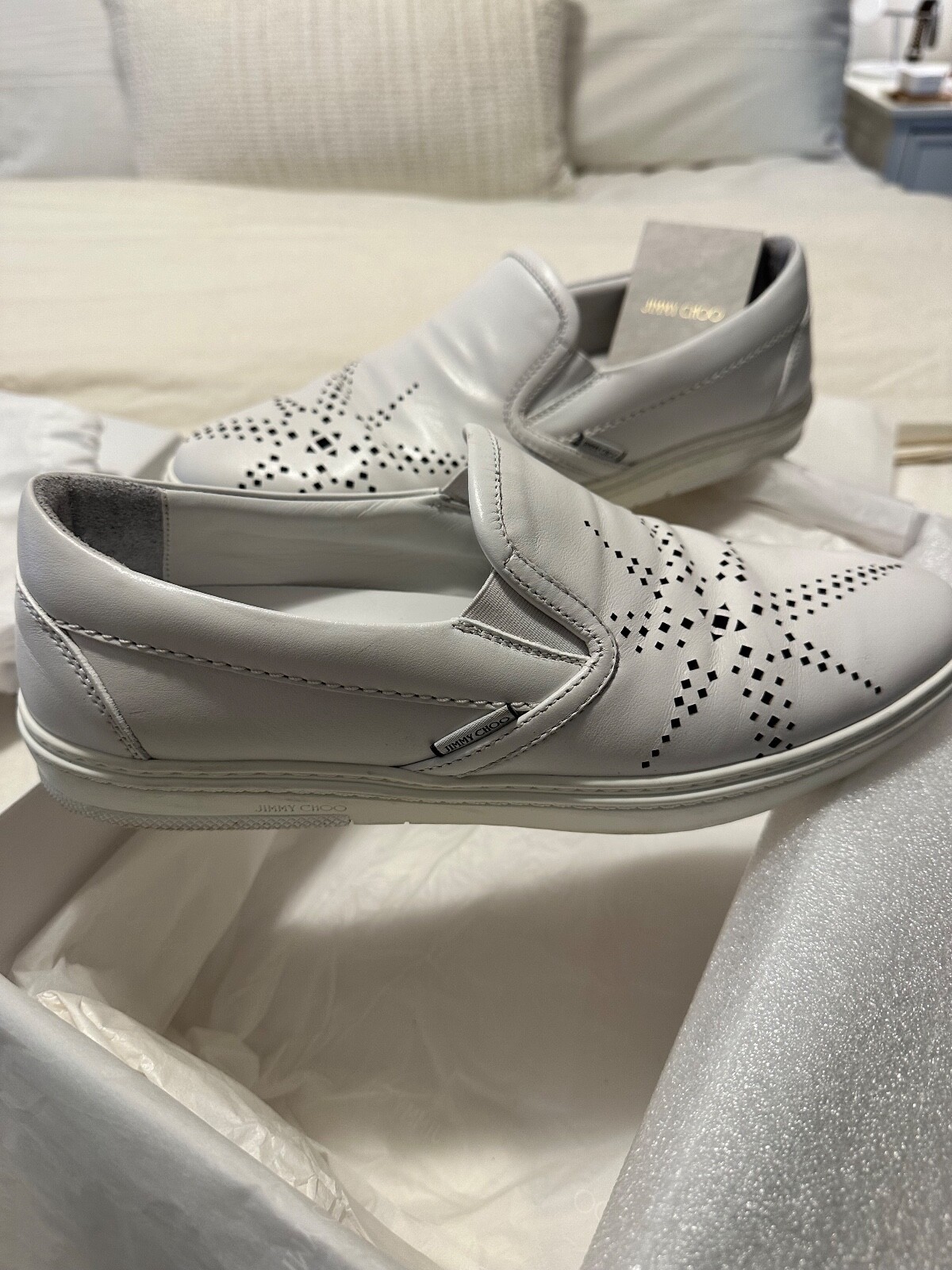 Jimmy Choo Grove Men's Slip-On White Leather Shoes Si… - Gem