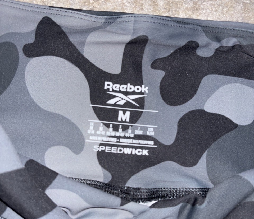 Reebok Precision High Rise Leggings Pockets Camo Gray Size M | eBay