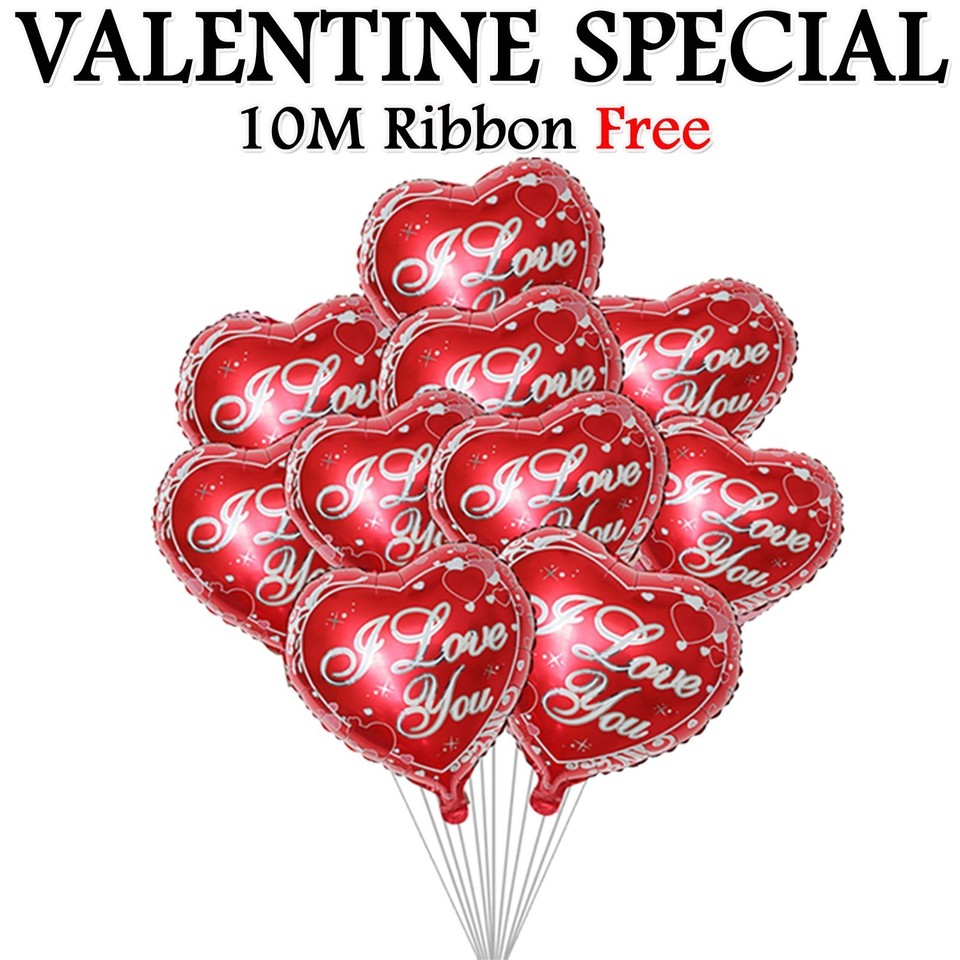 LOVE HEART SHAPE FOIL BALLOONS Wedding Party Romantic Baloon Birthday ...