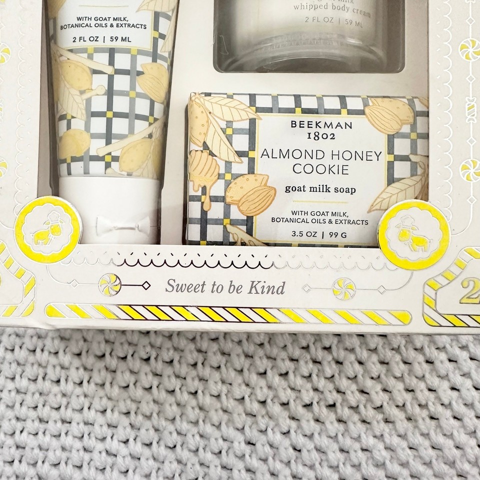 Beekman 1802 Almond Honey Cookie Gift Set Box Hand Whipped Cream Body ...