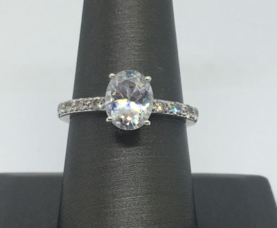 NVC-925 STERLING SILVER CZ ENGAGEMENT RING- Sz - 8.5 / 3.4g. #276 | eBay