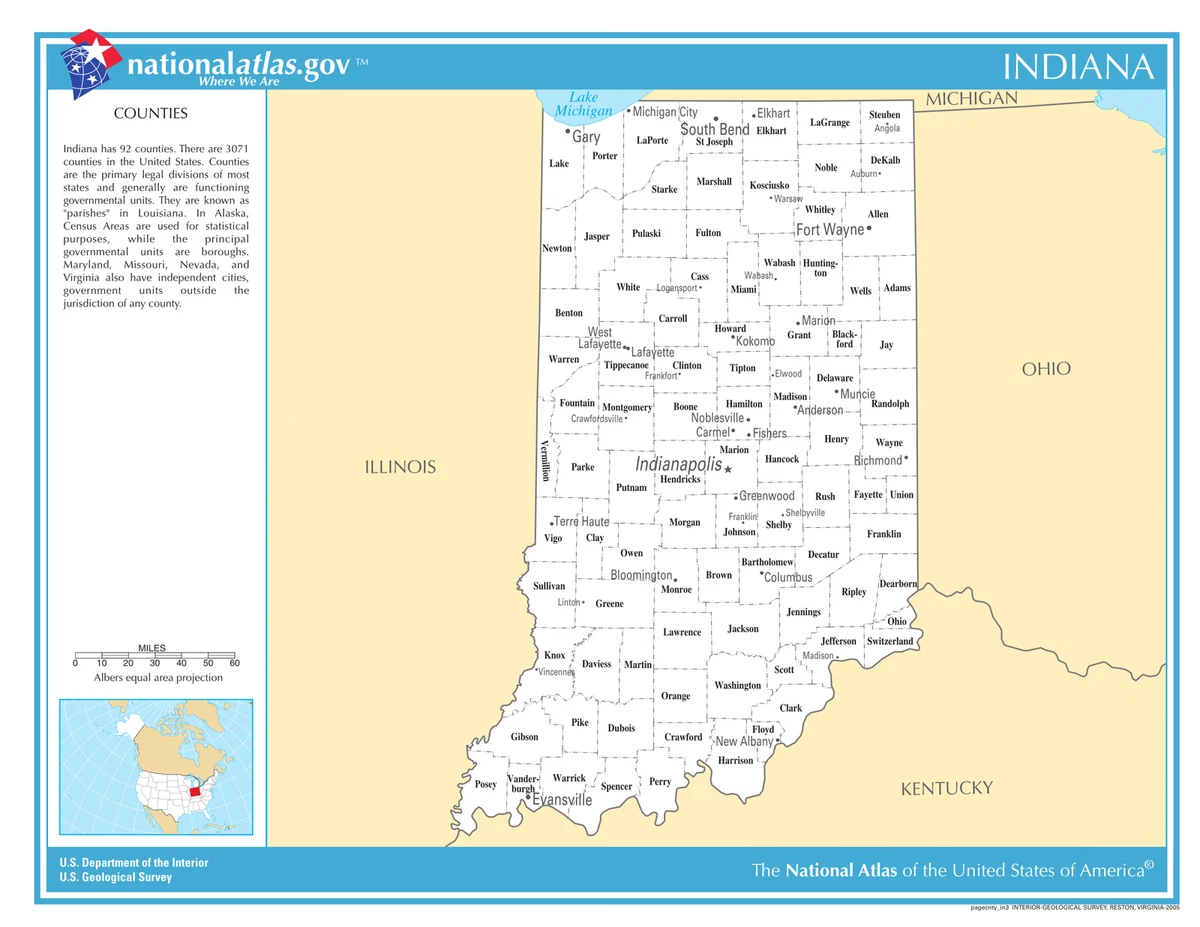Indiana State Map With Cities And Towns