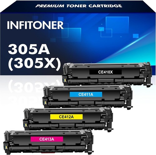 305A Toner Cartridge 4Pck FOR HP 305A/X CE410/1/2/3A Pro 400 Color MFP ...