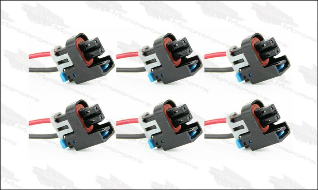 6 Delphi Mini Fuel Injector Connectors Plugs Clips Pigtails Quick ...