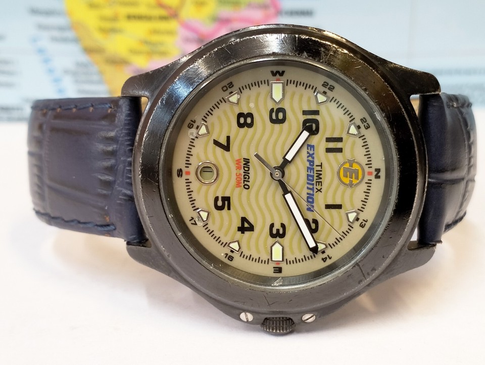 TIMEX EXPEDITION INDIGLO QUARTZ CREAM DIAL 905 Y3 MEN'S FULL WORKING ...