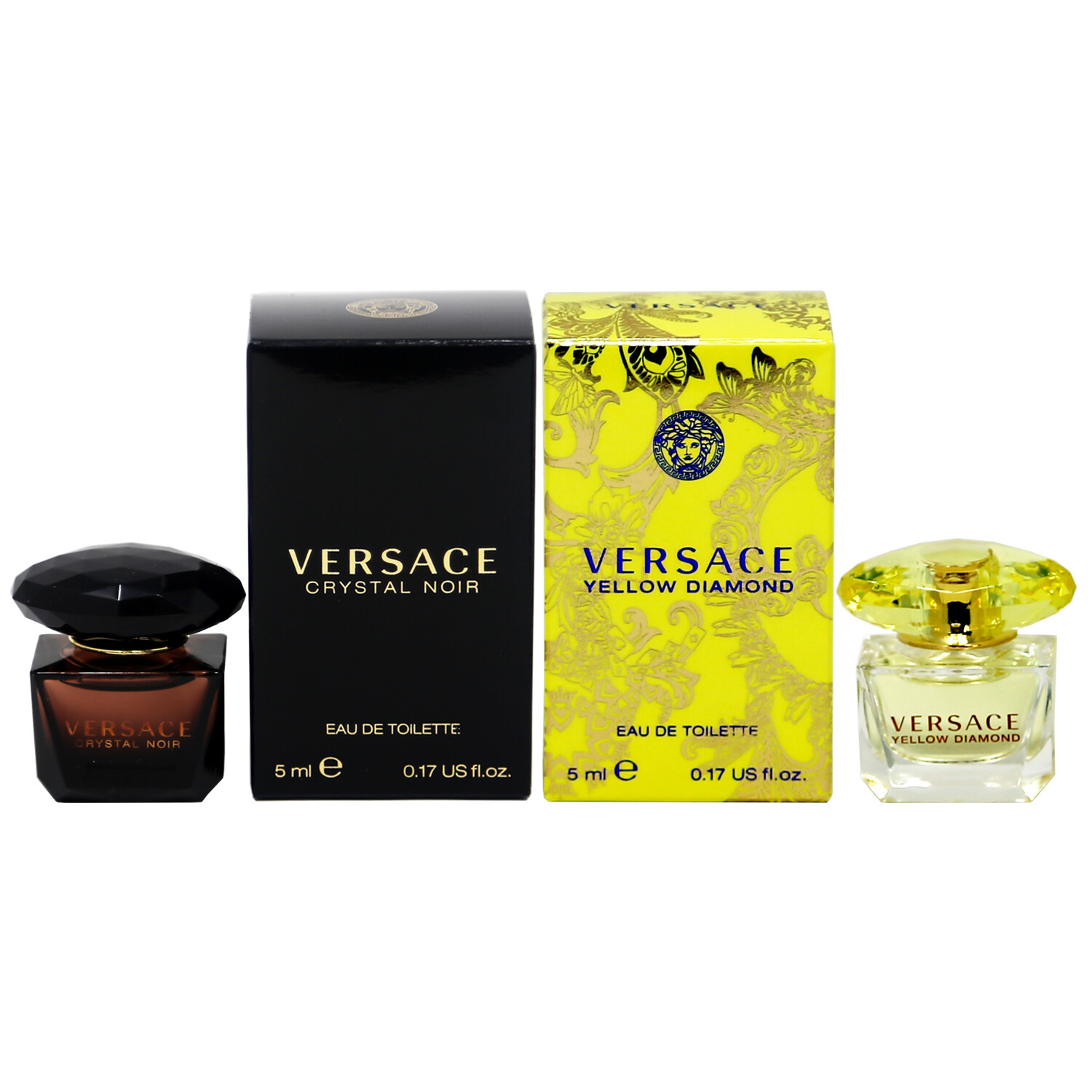 Mini Versace Crystal Noir EDT 5ml & Yellow Diamond EDT 5ml Bottle Gift ...