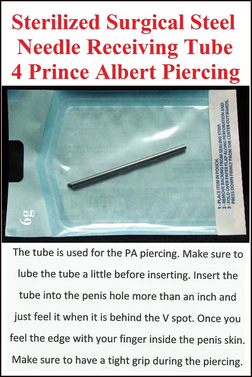 Sterilized Surgical Steel 6g Needle Receiving Tube for 10g PA PIERCING ...