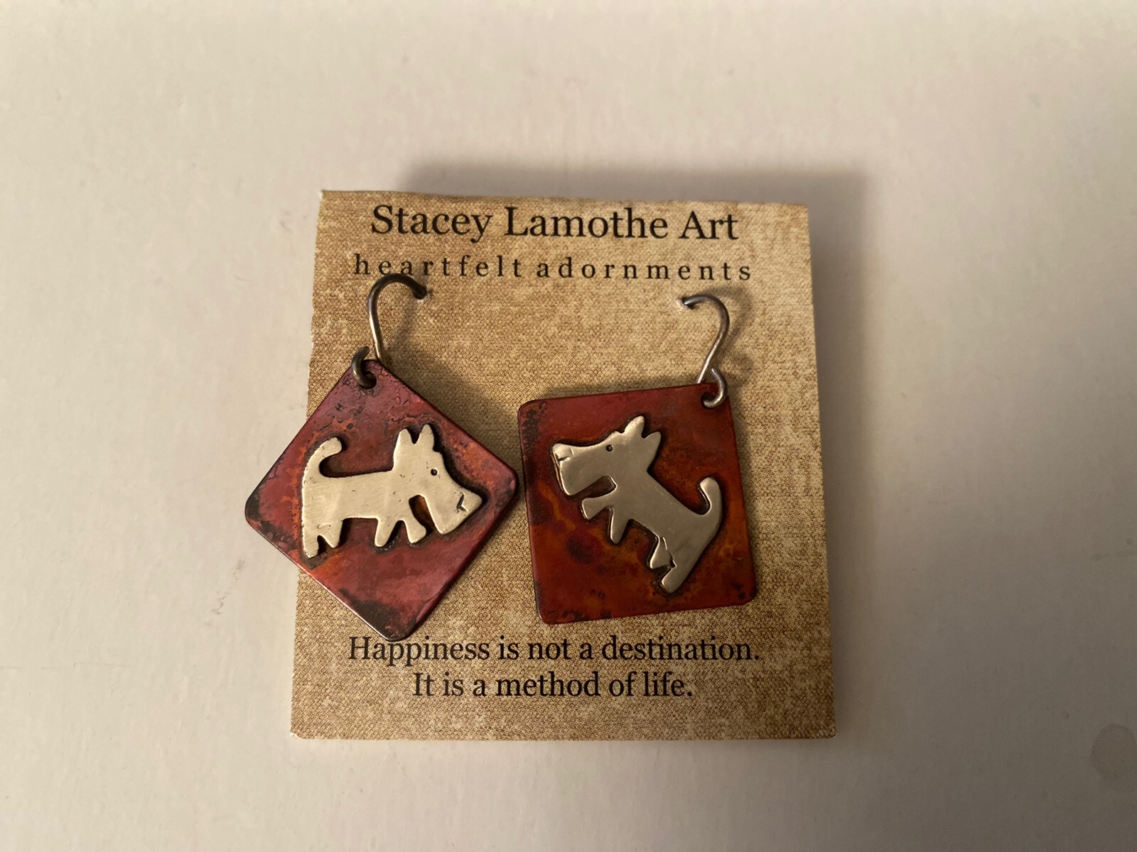 Stacey Lamothe Scottie Dog Earrings Copper And Sterling Silver | eBay