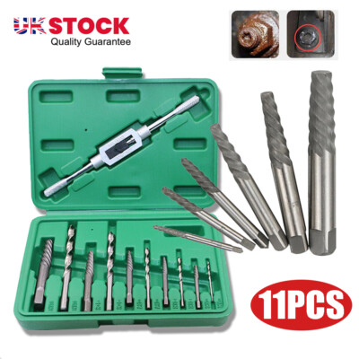 11x Broken Screw Extractor Remover Set Easy Out Damaged Drill Bits Bolt ...