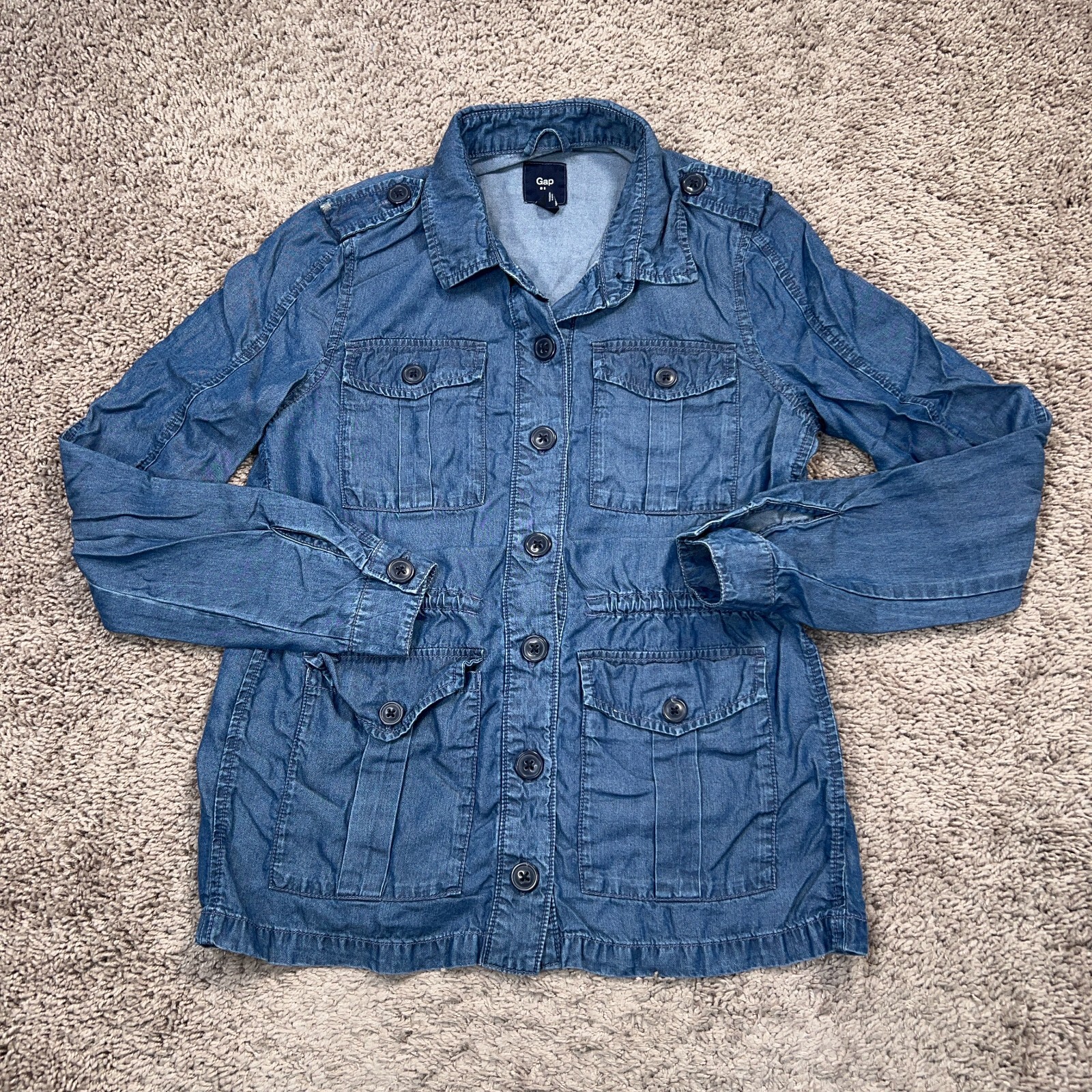 Gap Jacket Womens Small Chambray Lightweight Chore Ba… - Gem
