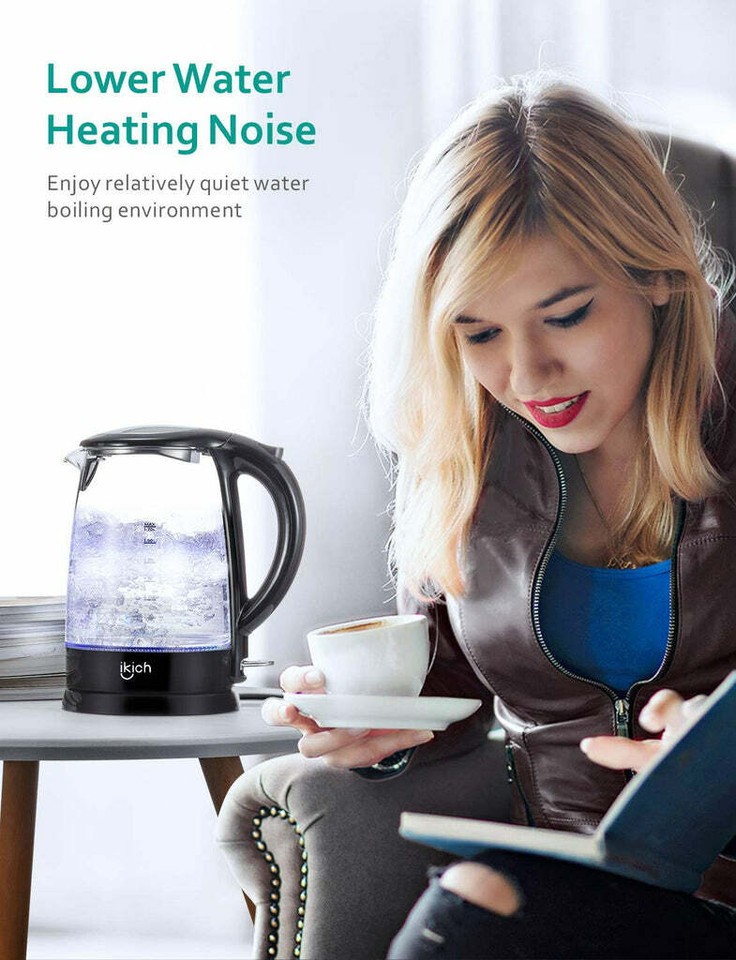 IKICH 1.7L Fast Heating 1500W Cordless Electric Kettle - Black | eBay UK