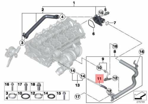 BMW F20 F21 F30 Cooling System Vent Pipe 7600589 11537600589 GENUINE ...