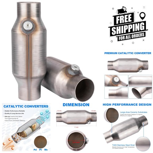 Factory Tested 3-Inch High Flow Catalytic Converter - 2 Pieces for Easy ...