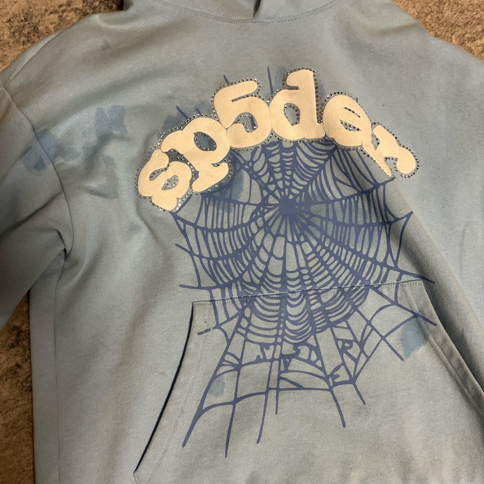 Sp5der OG Web Hoodie light blue Size Small Authentic Streetwear | eBay