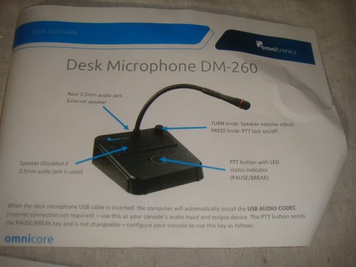 Omnitronics CXD Dm-260 Tabletop Desk Intercom Microphone With Usb ...