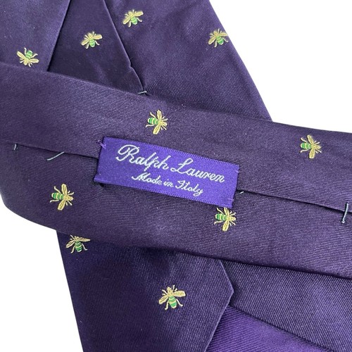 Ralph Lauren Purple Label Mens Tie Bees Eggplant Purple Silk 3.75" (W ...