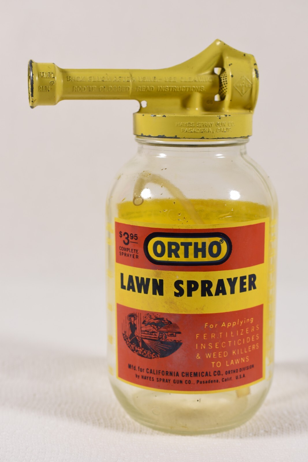 Old Vintage 60s 1963 Ortho Lawn Sprayer 1 Quart Glass Jar Hayes Spray ...