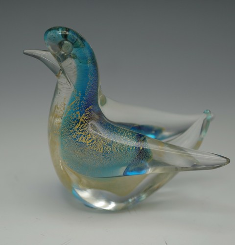 MURANO GLASS GOLD AVENTURINE SOMMERSO PIGEON DOVE FIGURINE SAN MARCO ...