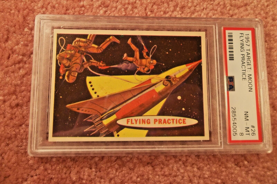 1957 TOPPS TARGET MOON #26 FLYING PRACTICE PSA 8 NM-MINT SPACE AGE ...