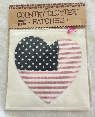 New Vintage Country Clutter Handmade Patches Heart Shape Flag Quilt ...