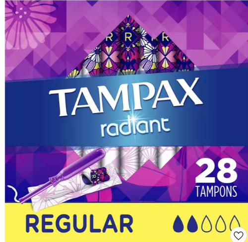 Tampax Radiant Reg. absorbency damaged open box 26 count wrapped ...