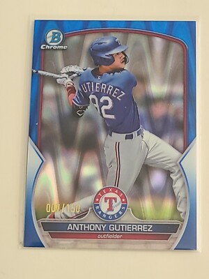 Anthony Gutierrez 2023 Bowman Chrome #BCP-85 Blue Refractor /150 Texas ...