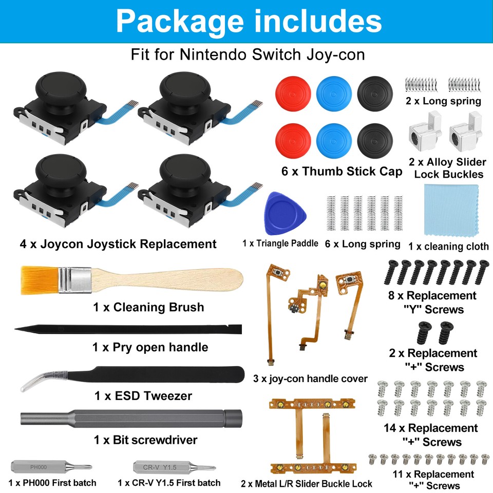 68PCS for Nintendo Switch Joy-Con 3D Joystick Analog Replacement Repair ...