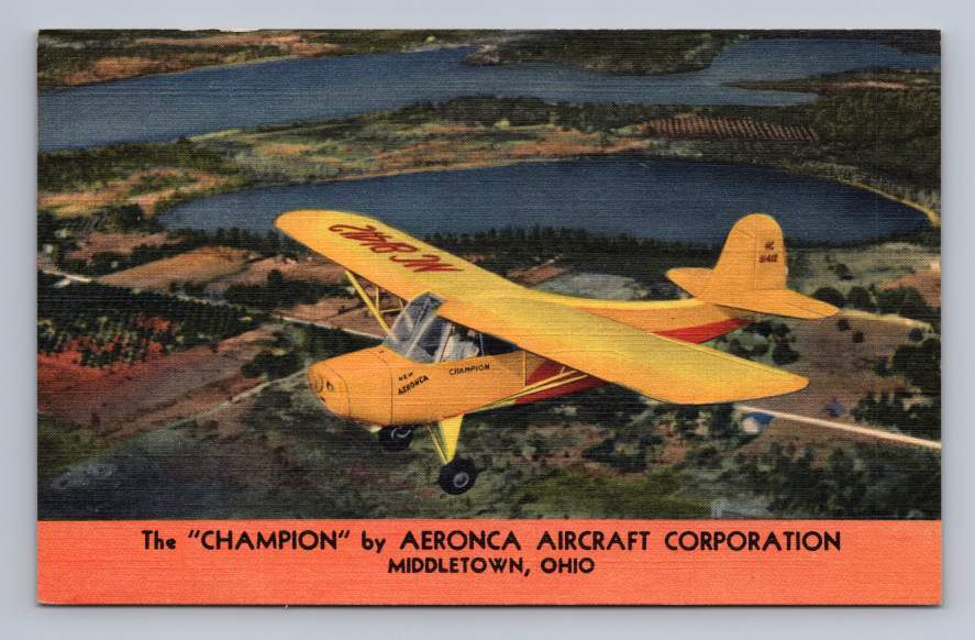 Aeronca Aircraft Champion MIDDLETOWN Ohio Linen Airplane Advertising ...