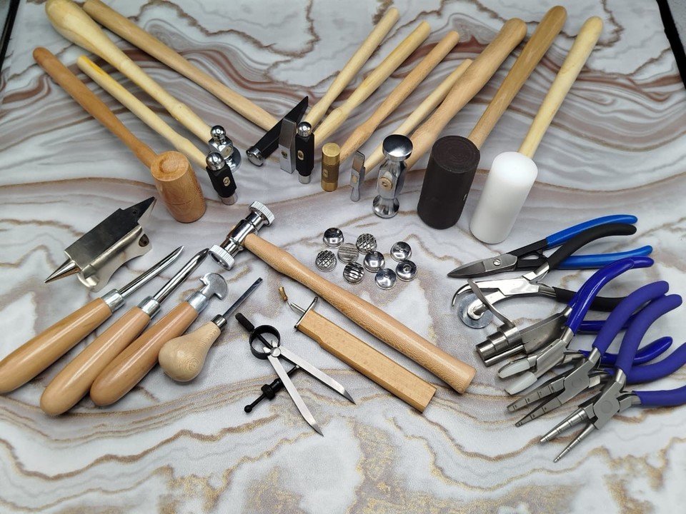 25 pc Jewelry Making Tools Kit with Hammer Pliers Mallets Anvils ...