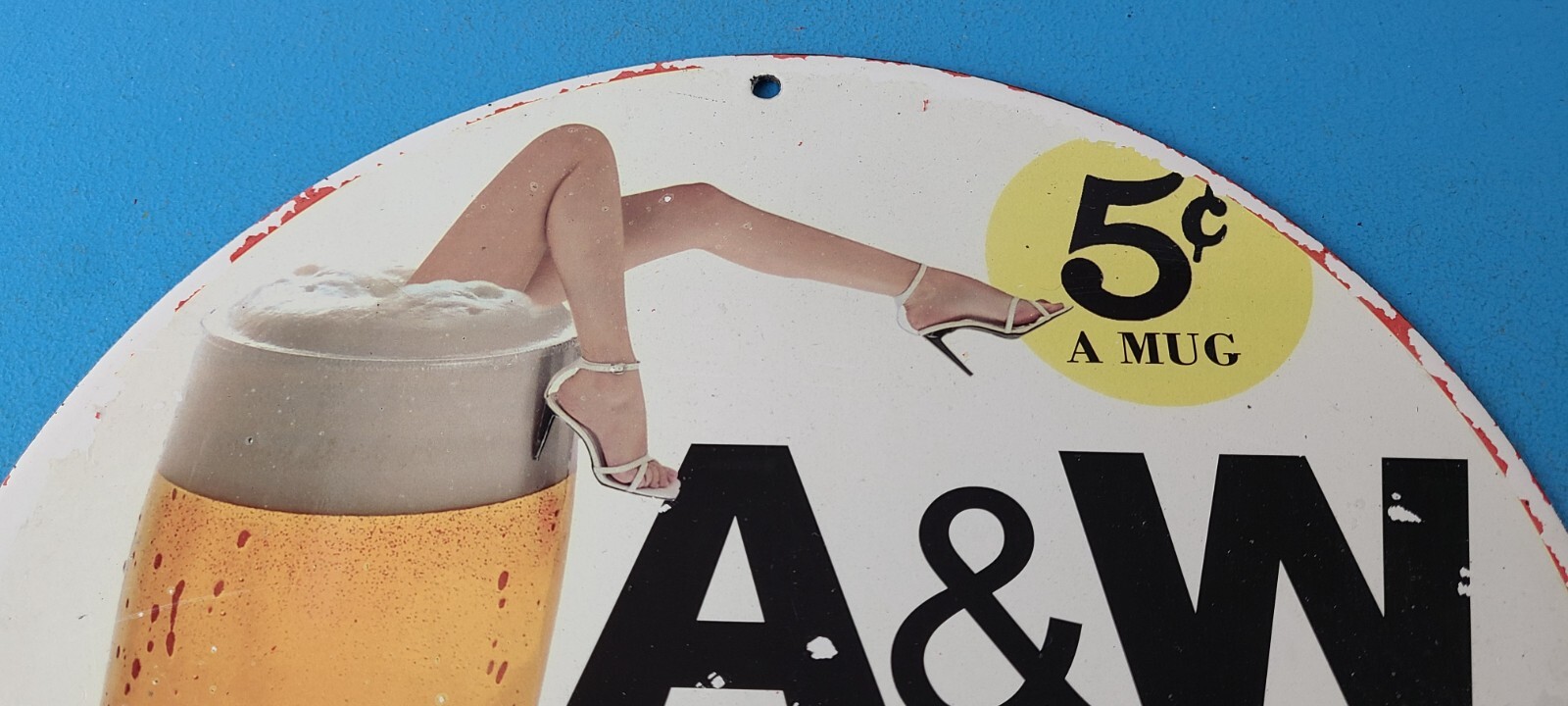 Vintage Root Beer Sign - A&W Beverage Homer Simpson Porcelain Gas Pump ...