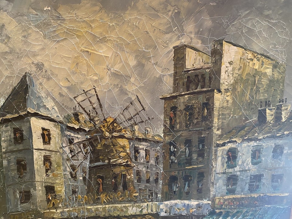 Oil Painting Paris Street Scene Caroline Burnett Moulin Rouge Signed ...