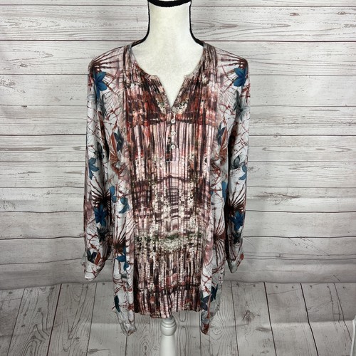 Tolani Collection Womens Pintucked Tunic Top Size Small Petite Floral ...