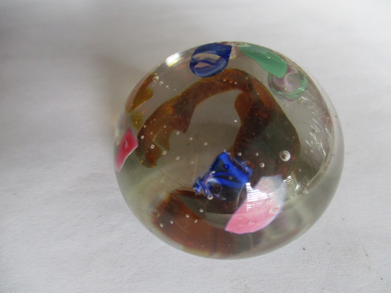 Gary ZACK signed art glass paperweight, retro, cane pieces, multicolor ...