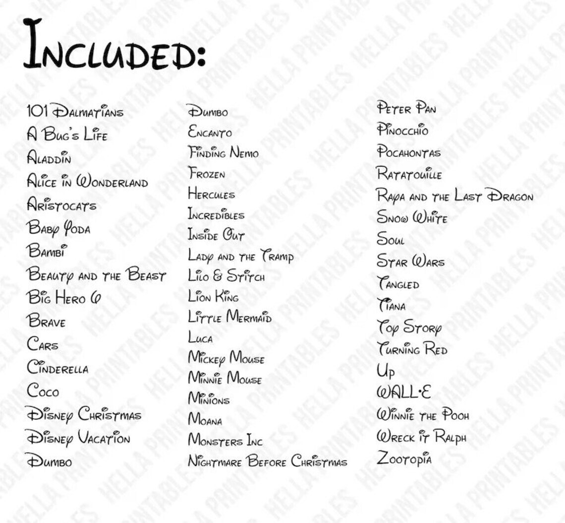 Disney Characters List With Pictures And Names - Infoupdate.org