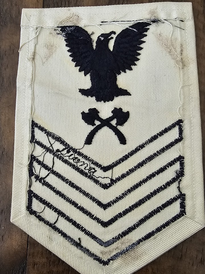 WWII Navy 1st Class White Shipwright Rate Leona! Chevron Patch L@@K ...