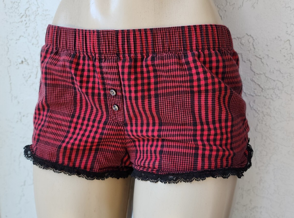 VICTORIA’S Secret Red Black Plaid Shorts Sleep Lounge Small | eBay