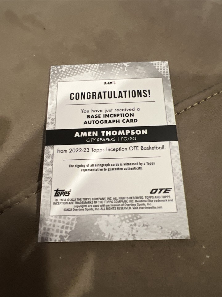 2022-23 Overtime Elite OTE Inception Amen Thompson Magenta Auto /99 | eBay
