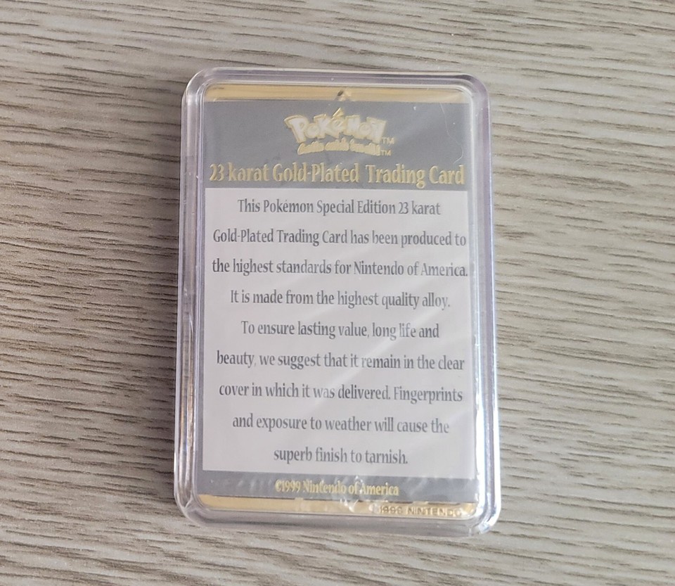 Pokemon Pikachu 23k Gold Plated Trading Card 1999 Nintendo #25 with ...