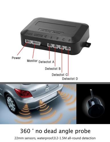 4 Car Parking Sensors LED Auto Backup Reverse Rear Radar System Alert ...