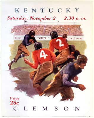 KENTUCKY WILDCATS FOOTBALL vs Clemson 1929 Vintage Program Cover 22x28 ...