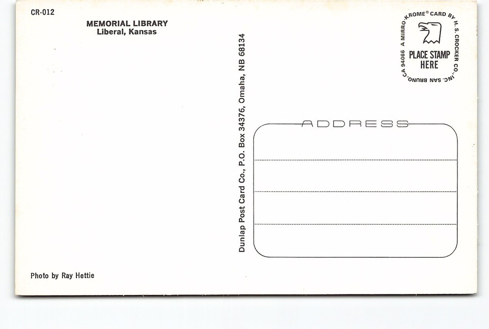 Memorial Library Building Night Liberal Kansas KS Chrome Postcard Vtg ...