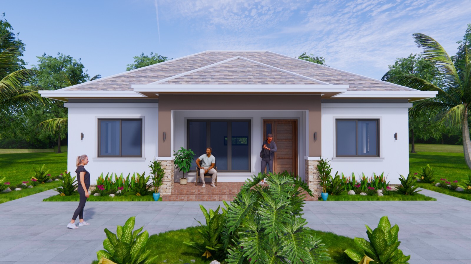 40x30 Feet House Plan 12x9 Meter 3 Beds 2 Baths Hip Roof PDF Plan (A4 ...