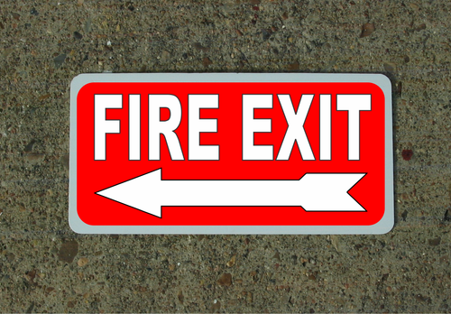 Fire Exit LEFT Arrow Metal Sign 6"x12" Red & White | eBay